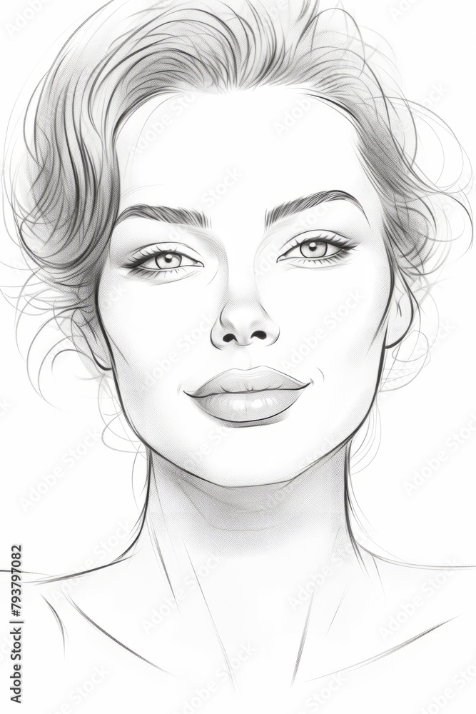 A detailed pencil drawing capturing the essence of a womans face ...