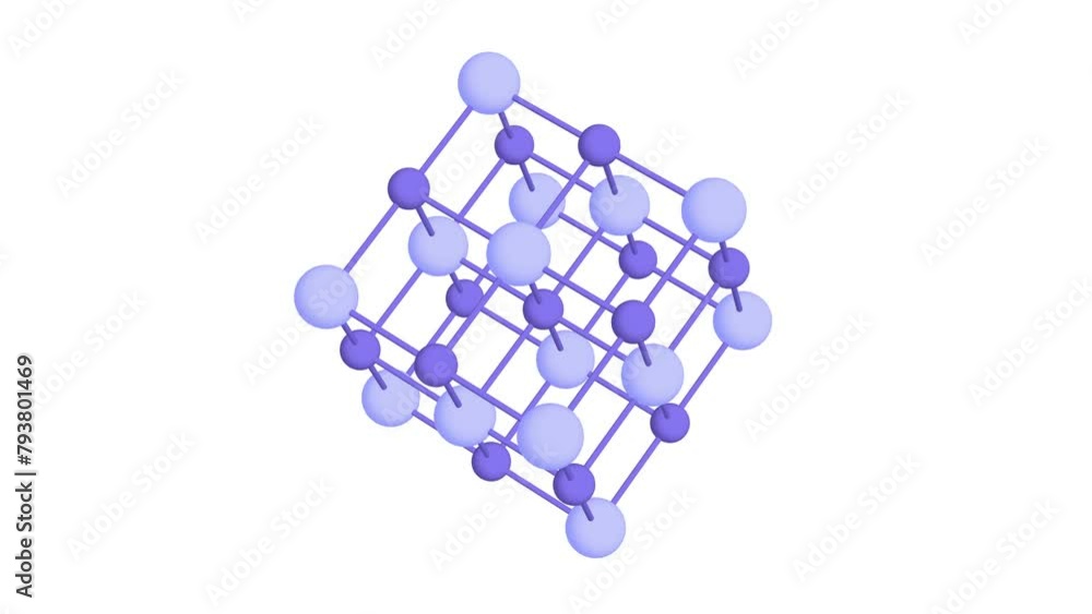 Vidéo Stock Crystal lattice molecule grid rotates on white. Sodium ...