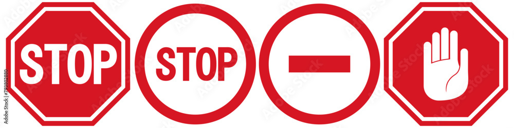 vector stop icon, prohibited passage, stop sign icon, no entry sign on ...