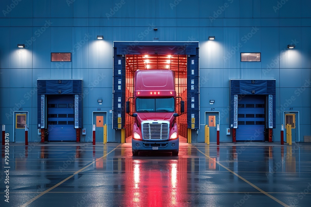 Truck Driver's Loading Dock Automation Scenes illustrating automated ...