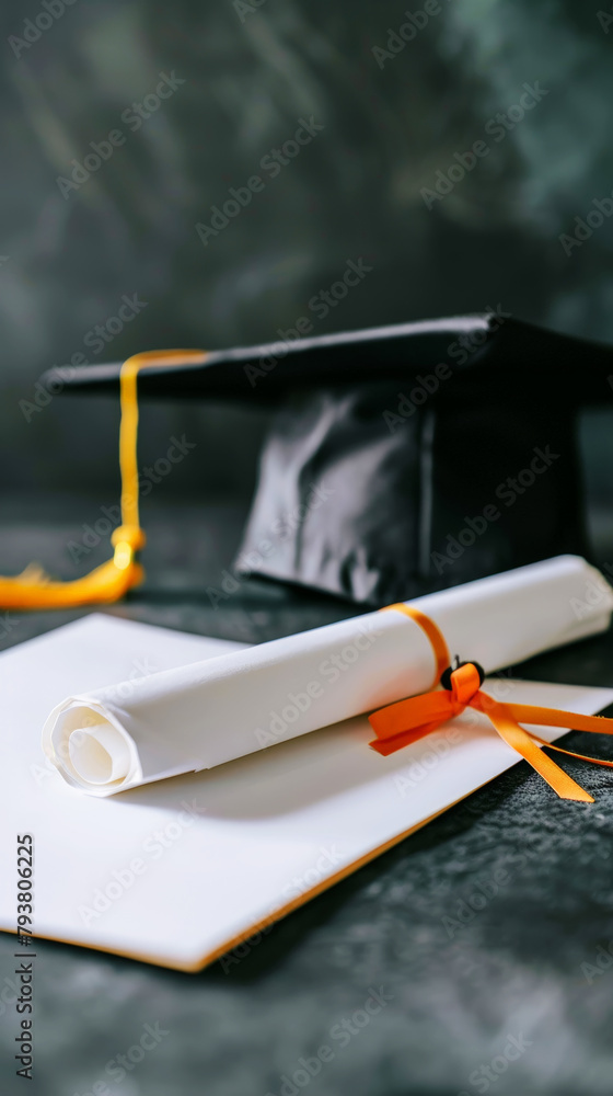 Elegant aesthetic invitation template for graduation, empty white blank ...