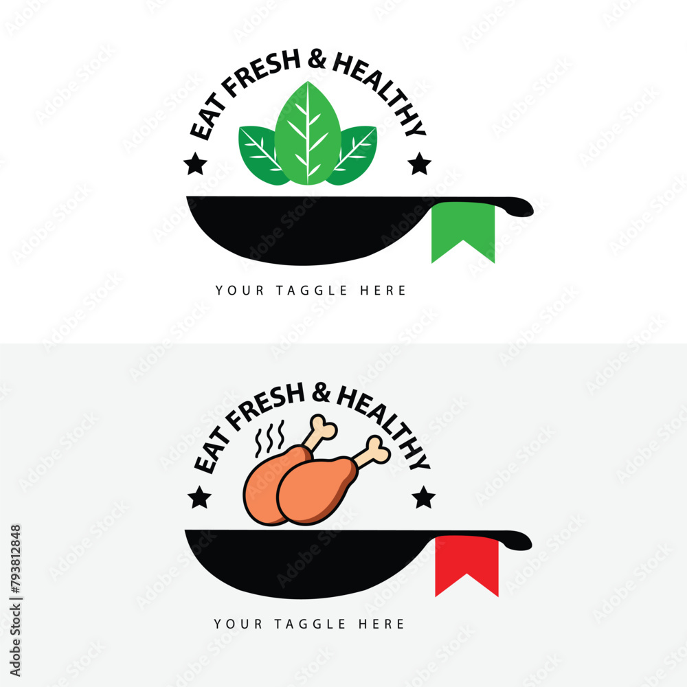 Eat Fresh and healthy, Vegetarian and non vegetarian food, logo for ...