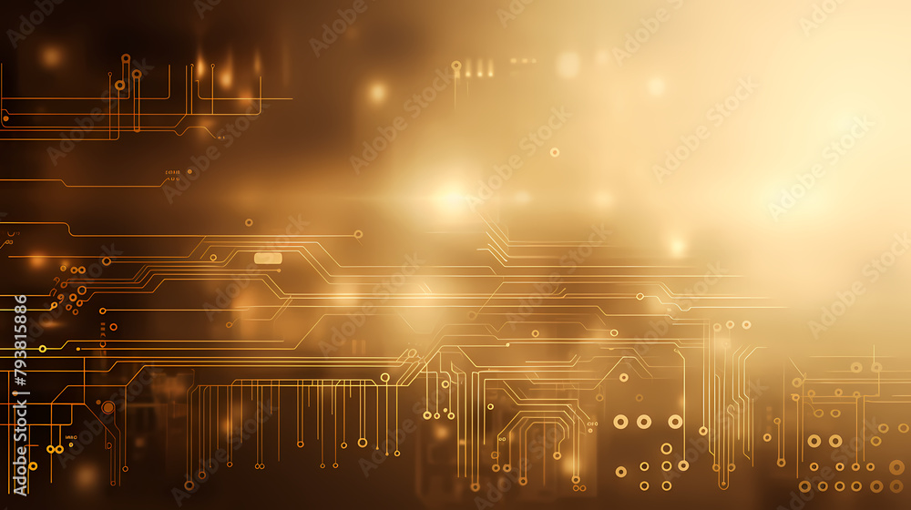 Featuring a series of interconnected golden brown circuit patterns ...