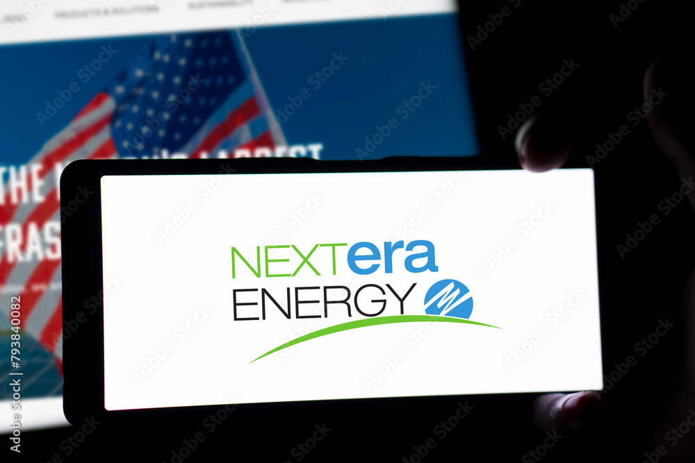 Dhaka, Bangladesh- 24 Apr 2024: NextEra Energy logo is displayed on ...