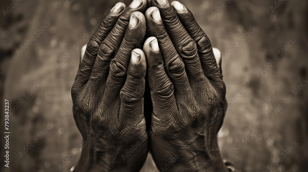 Praying Hands Gesture Two hands pressed together in a prayer gesture ...