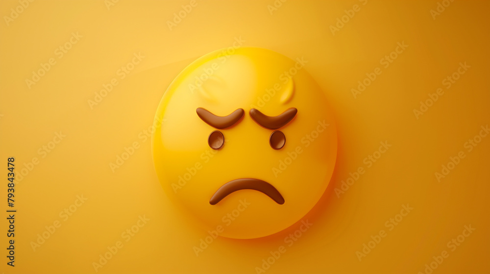 Foto de Sad Face Emoji A sad face emoji with downturned eyebrows and a ...