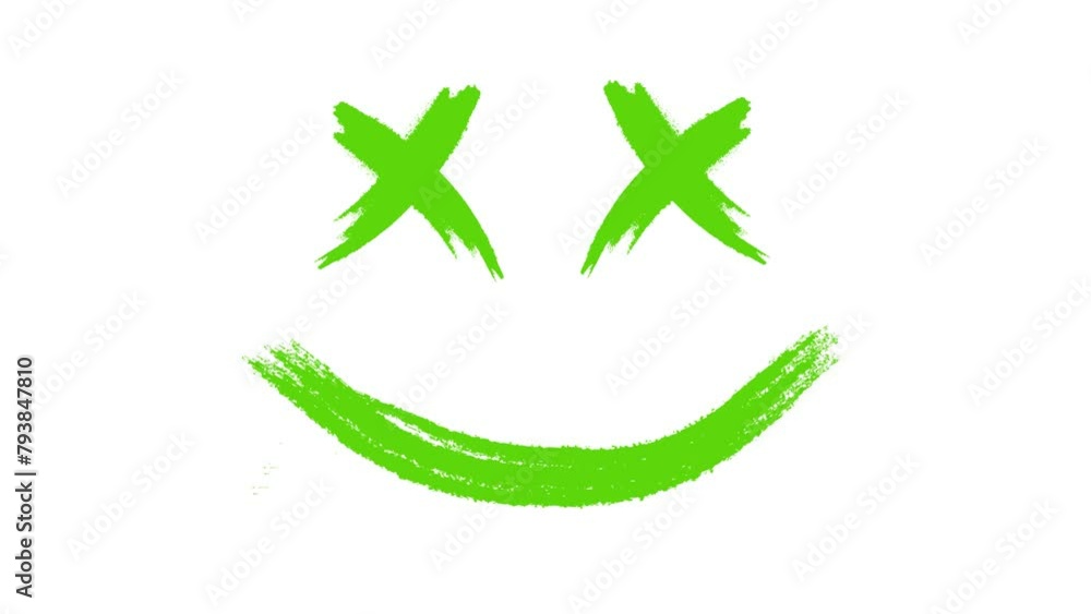 Happy smile Symbol Emoji Drawing Animation with Brush Stroke and ...