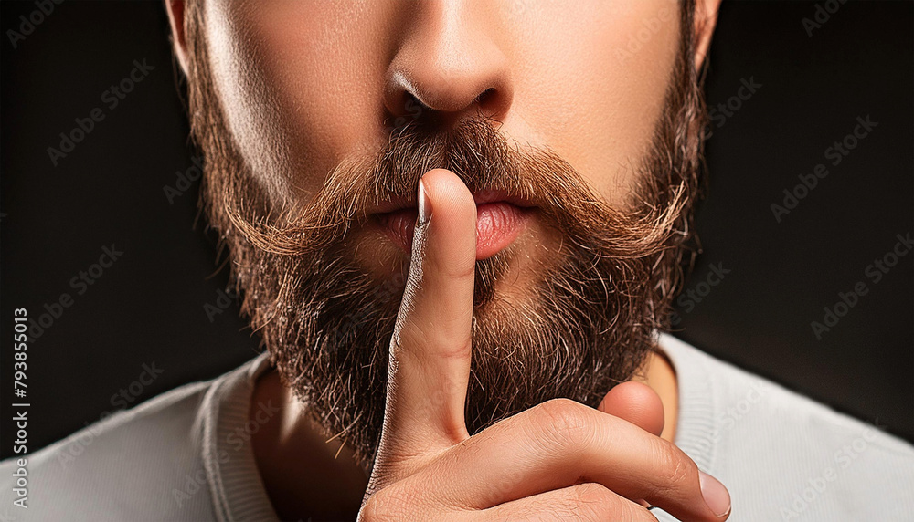 Foto de Extreme close-up and front view of a man, doing expression with ...