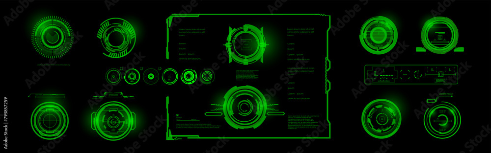 Modern navigation systems. Homing sights and targets. HUD interface of ...