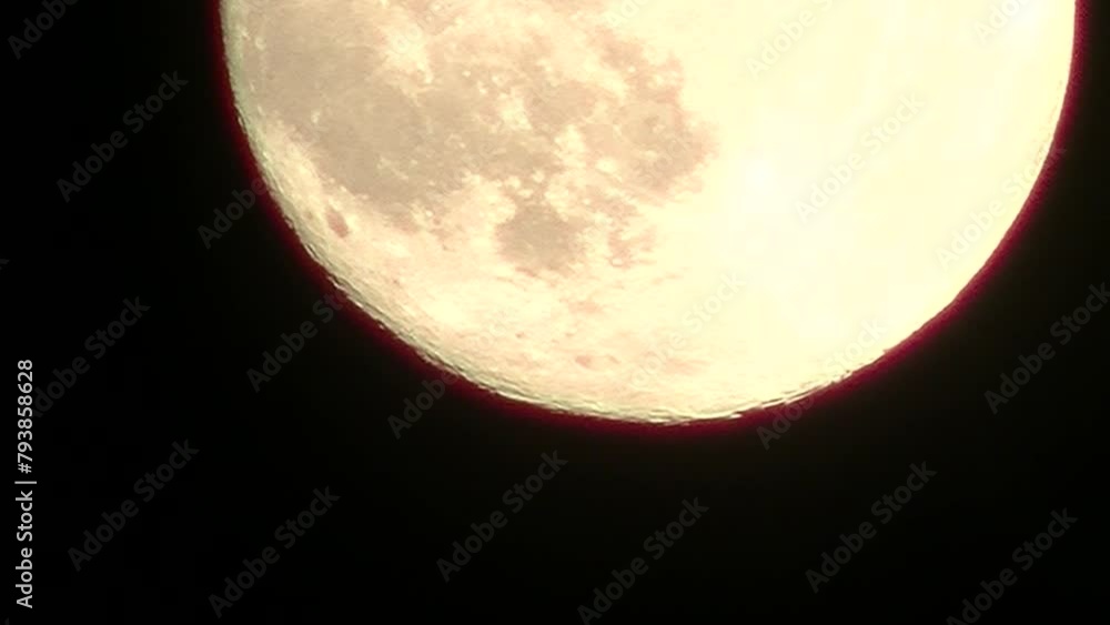 Dark night sky, moonlight and surface area of part of moon ...