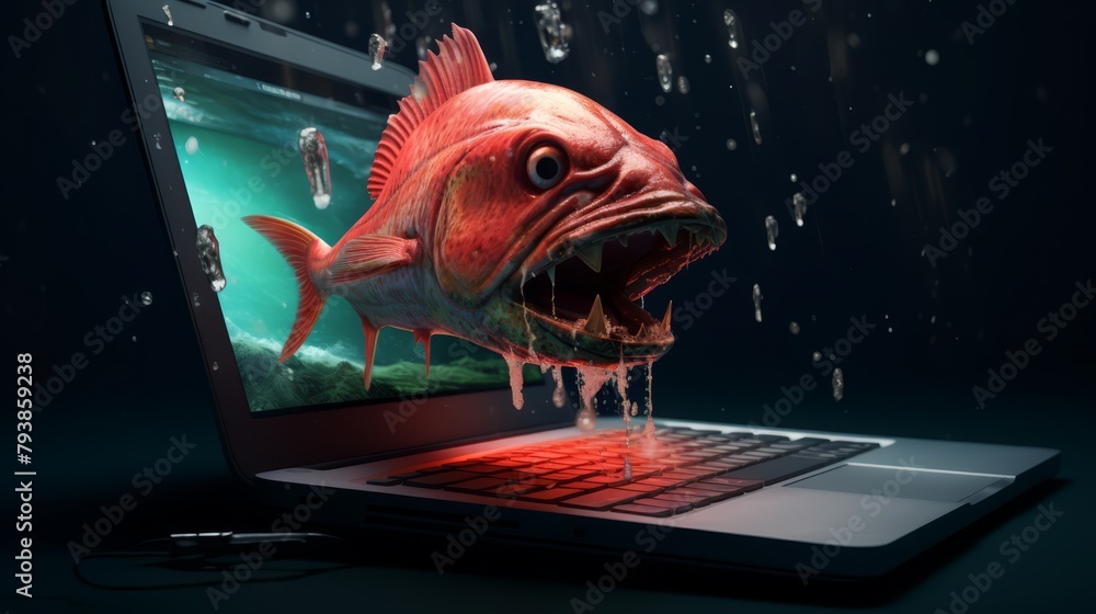 Inside a phishing scam email, visualized as a dangerous digital trap ...