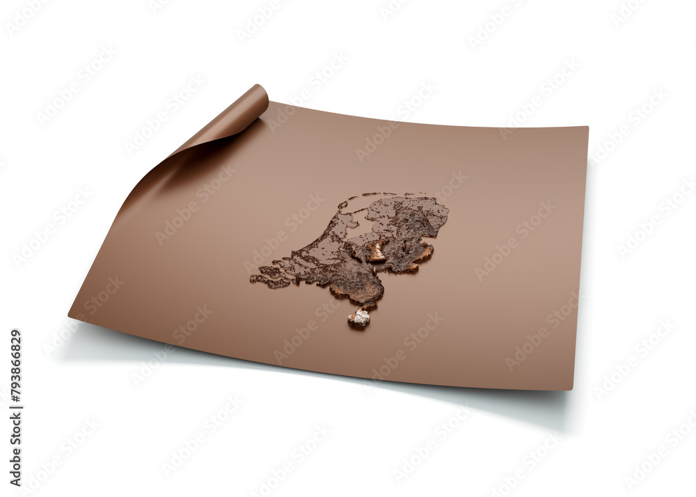 Map Of Netherlands Old Style Brown On Unrolled Map Paper Sheet On White ...