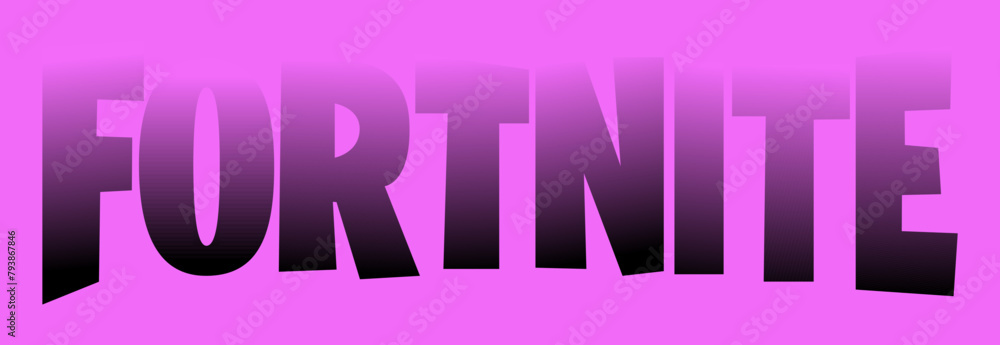 Fortnite. game emblem. Gradient letters on a purple background Stock ...