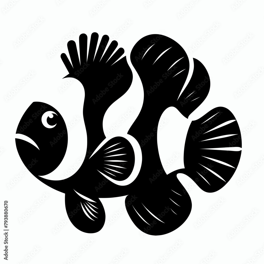Clownfish silhouette vector illustration White Background Stock Vector ...