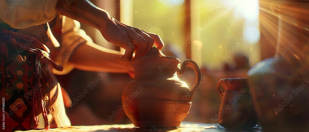 Potters Hands, Clay Pitcher, Traditional crafting process, Soft ...