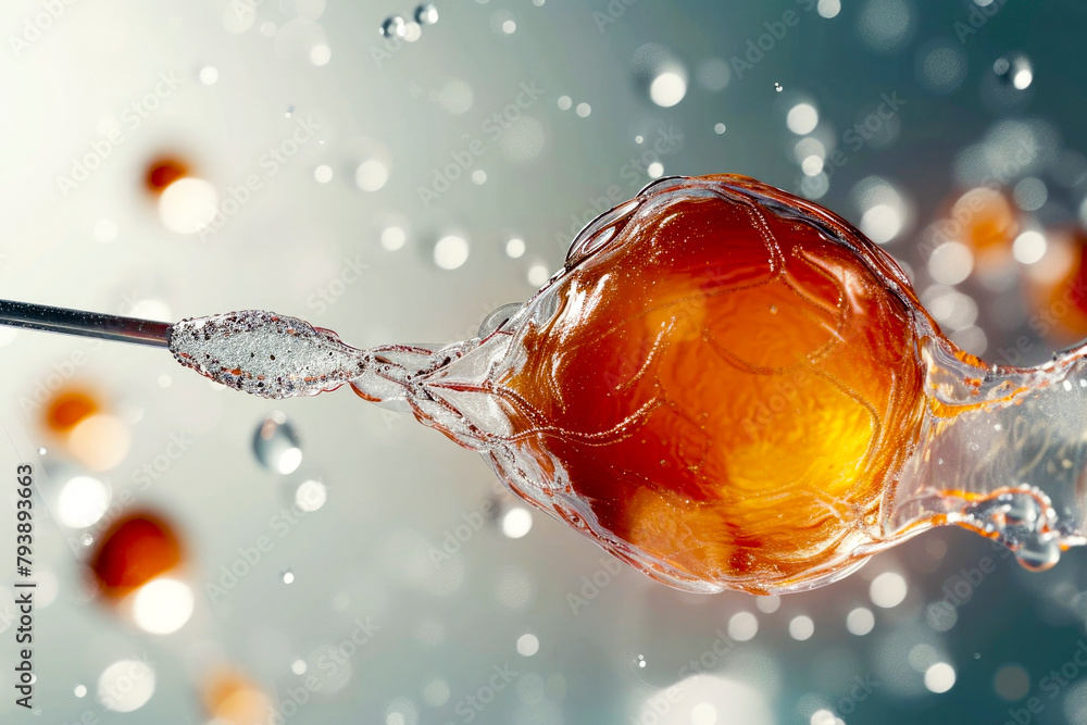 the in vitro fertilization process with a detailed depiction of a sperm ...