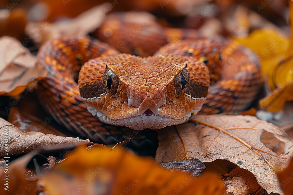 Copperhead Snake: Blending into fallen leaves with its cryptic ...