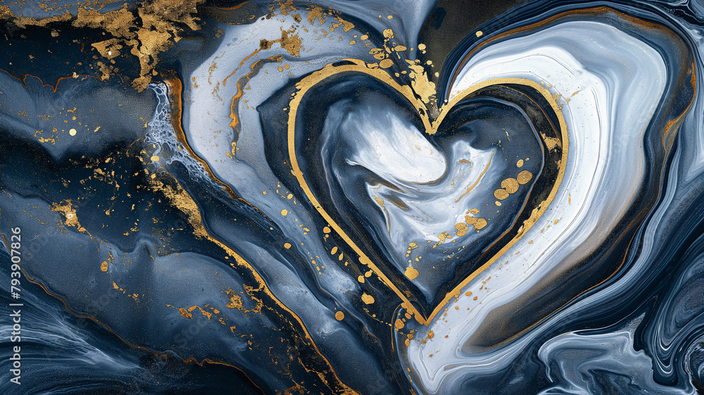 Blue Gold Marble Floor Texture. Heart pattern. Interior marble for wall ...