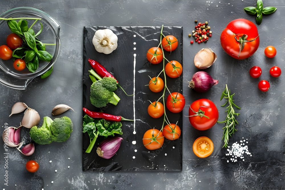 Symmetrical Balance of Culinary Ingredients Showcasing a Chef's Secret ...
