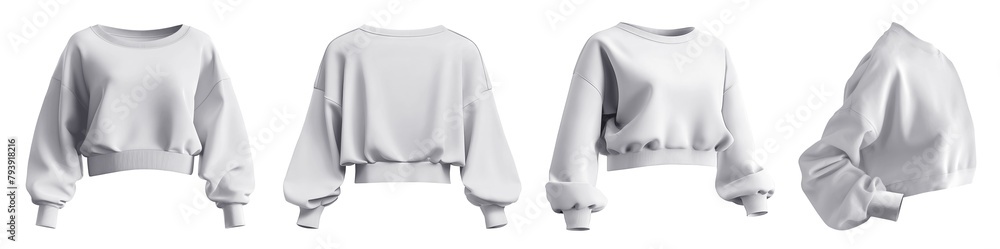 Set of white woman cropped oversized Drop Shoulder sweatshirt jumper ...