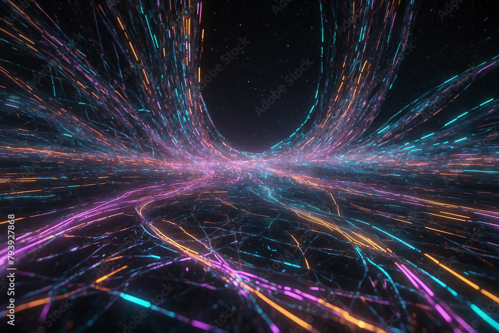 Interstellar Data Stream: A vivid visualization of data passing through multiple dimensions ...