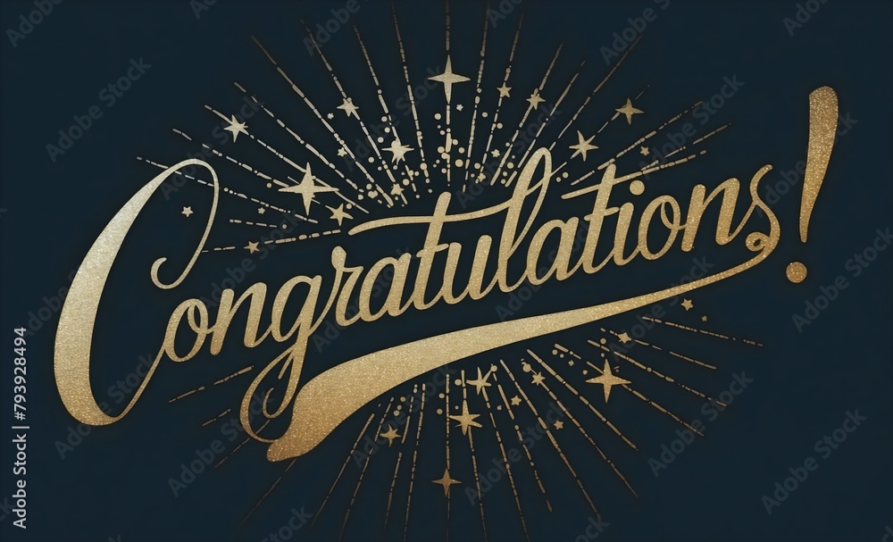 Congratulations ! in gold lettering text with glittery texture ...