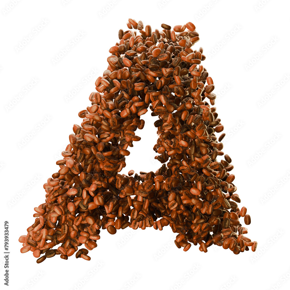 Capital letter A made from coffee beans. Coffee font. Alphabet made ...