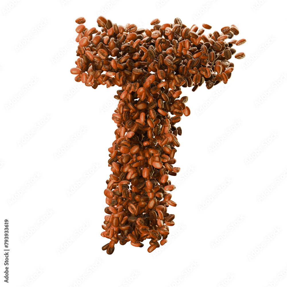 Capital letter T made from coffee beans. Coffee font. Alphabet made ...