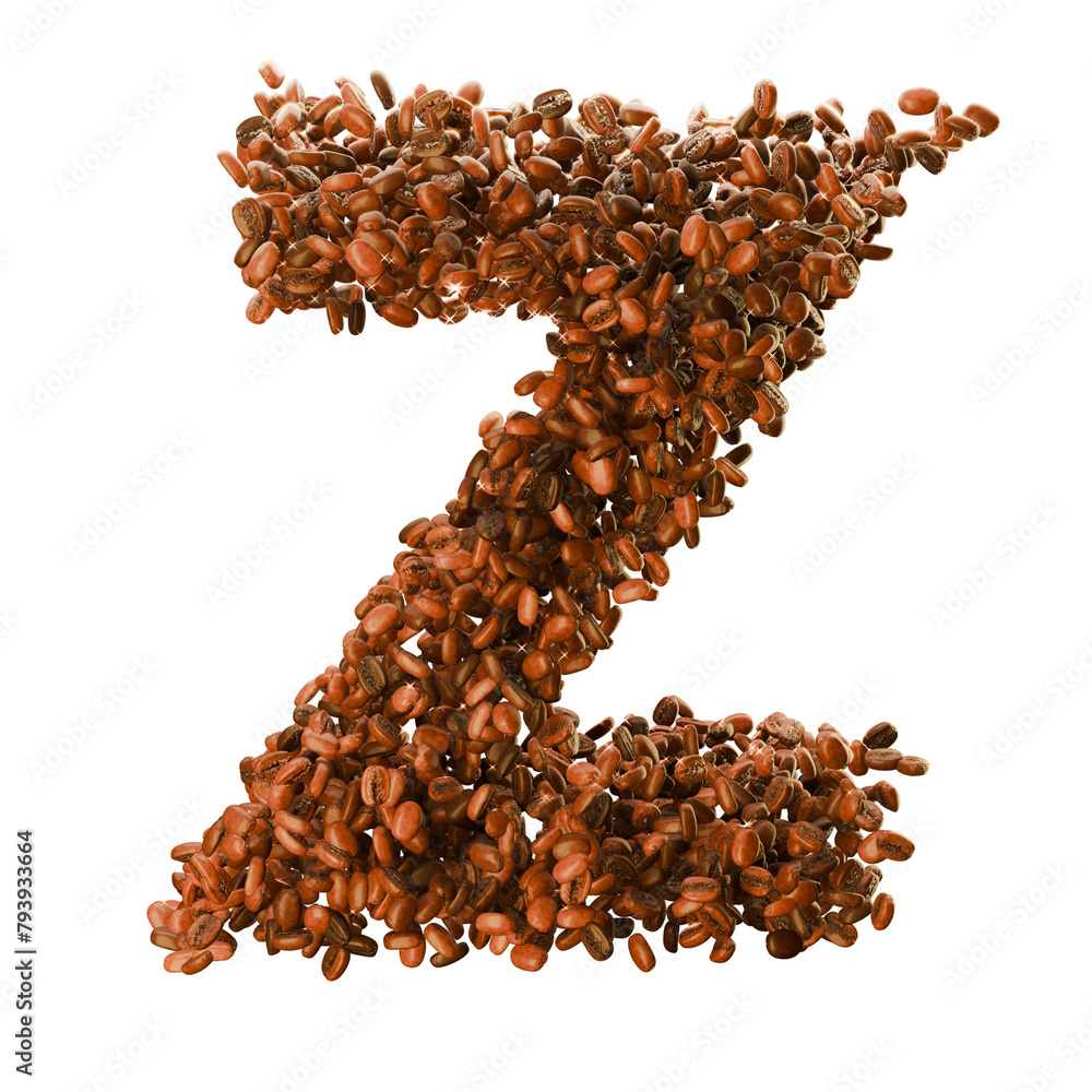Capital letter Z made from coffee beans. Coffee font. Alphabet made ...