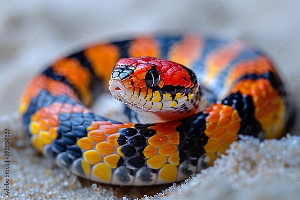 Eastern Coral Snake: Slithering across sand with bright red, black, and ...
