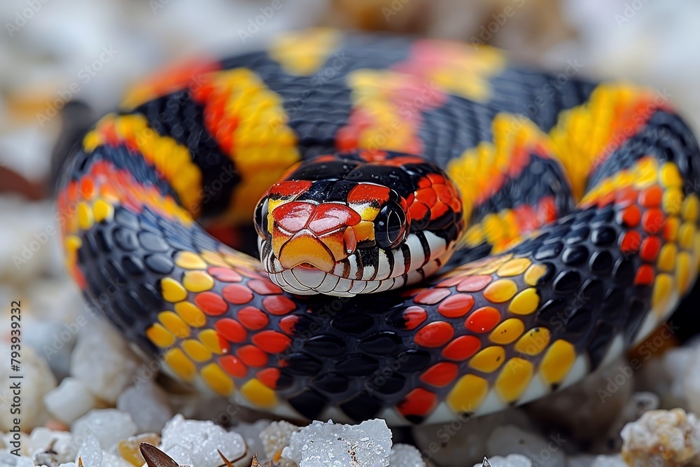 Eastern Coral Snake: Slithering across sand with bright red, black, and ...