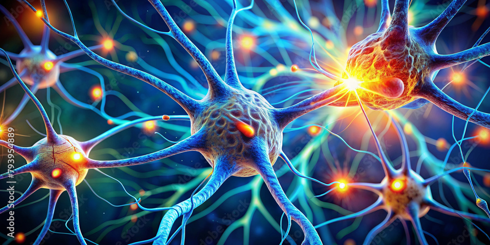 Neurons sending brain activity firing biology electrical nerve signal ...