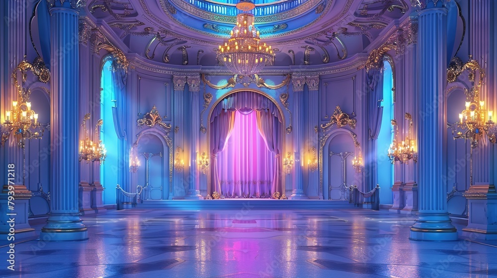 set of a fairytale ballroom in the king's castle background for theater ...
