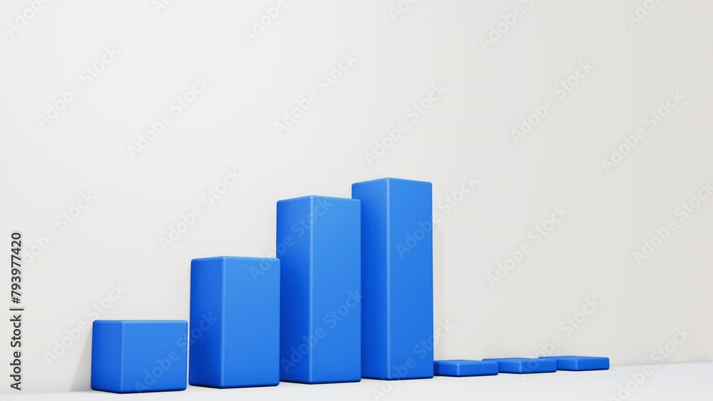 Vidéo Stock 3D Growing Blue bar chart showing Increase rates. 3D Rising ...
