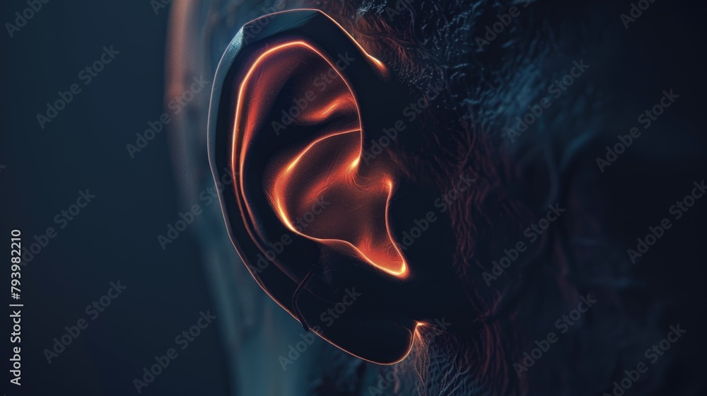 Cinemastyle 3D visualization of the ears vestibular system, enhanced by ...