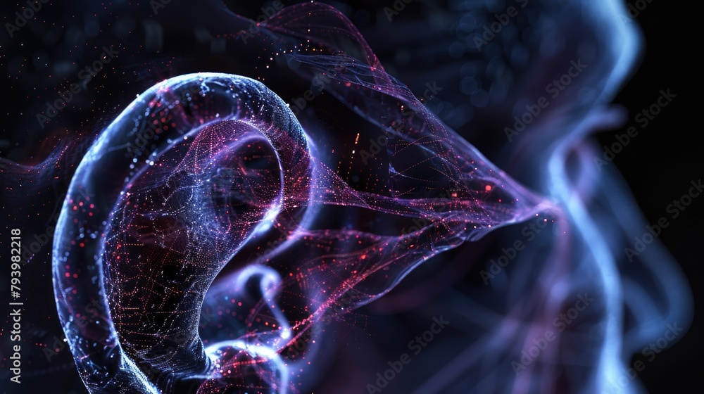 Cinemastyle 3D visualization of the ears vestibular system, enhanced by ...