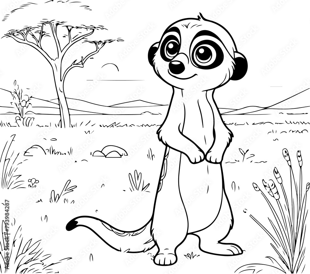 Personnage héros suricate à colorier, ressource pour page ou livre de ...