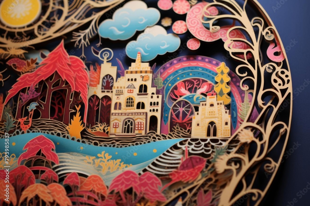 Delightful childrens book cover with papercut artwork, depicting a ...