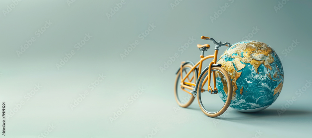 Bike with globe of planet earth, eco and environment concept ...