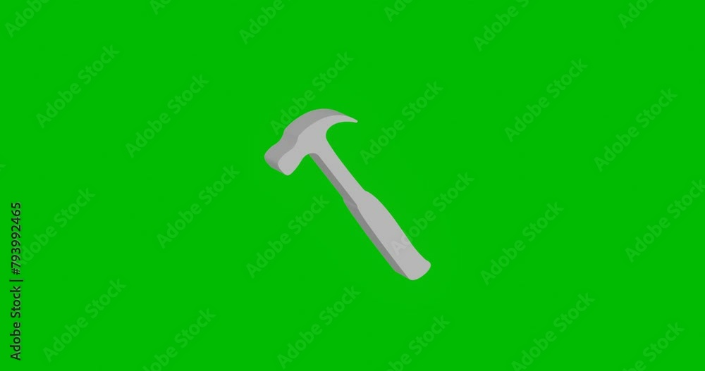 Animation of rotation of a white hammer symbol with shadow. Simple and ...