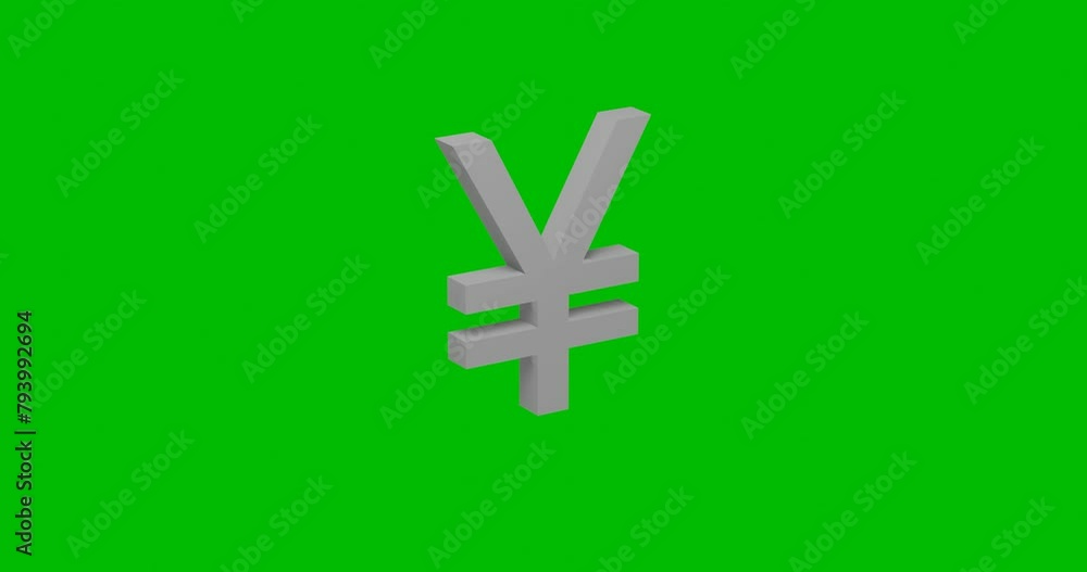 Animation of rotation of a white yuan symbol with shadow. Simple and ...