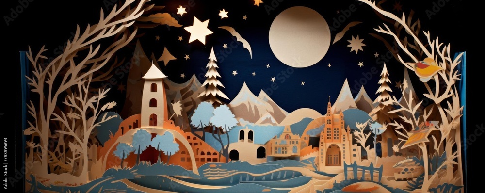 Storybook for children illustrated with detailed papercut art ...