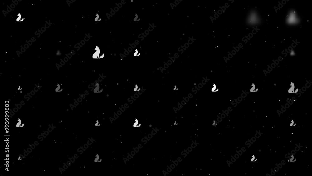 Template animation of evenly spaced fox symbols of different sizes and ...