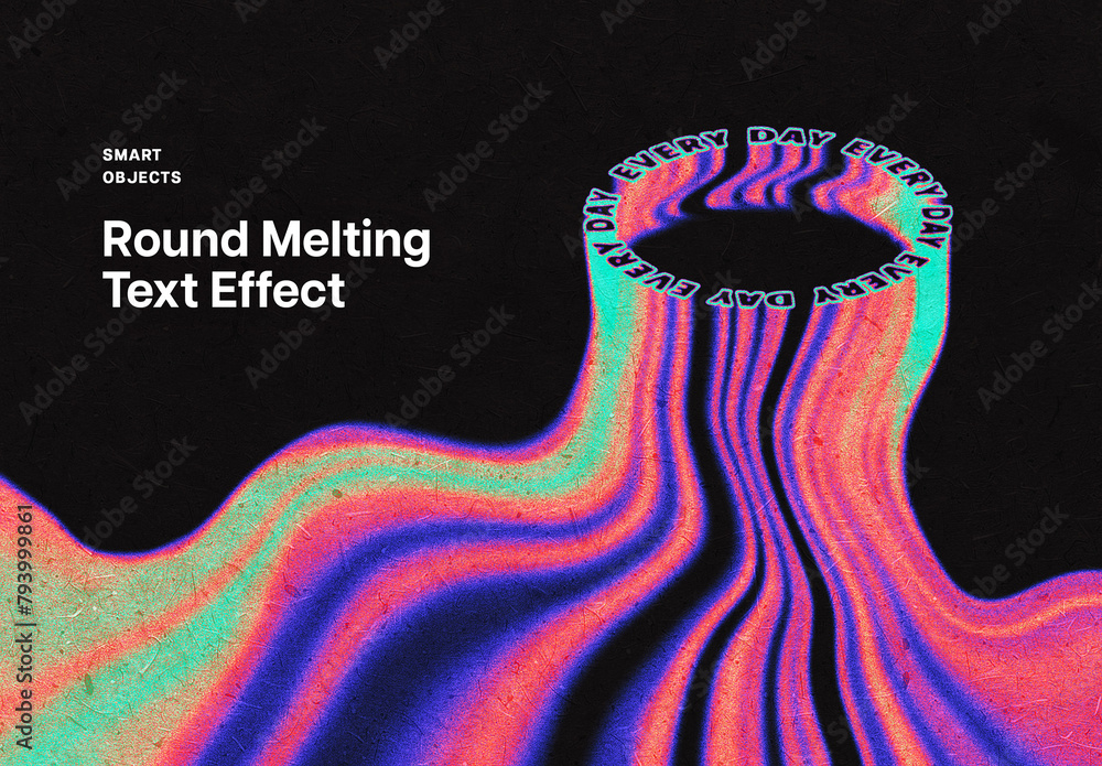 Round Melting Text Effect Mockup With Generative AI Stock Template ...