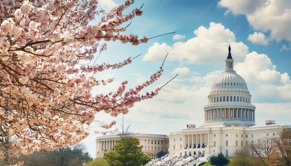 Capitol Charm: Springtime at the USA Congress in Washington D.C. Stock ...