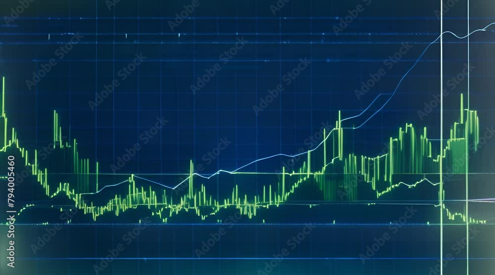 Looping 3D Animation: Blue Stock Market Growth Chart Signifying Success ...