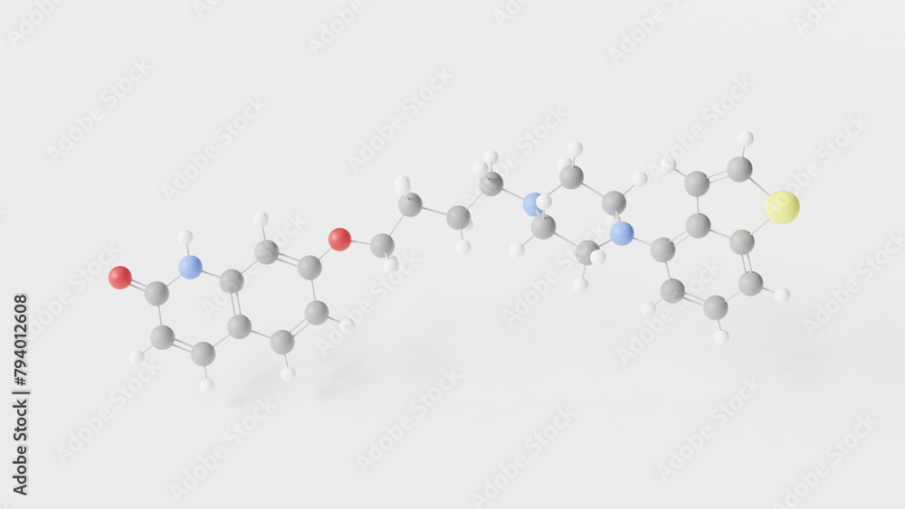 brexpiprazole molecule 3d, molecular structure, ball and stick model ...