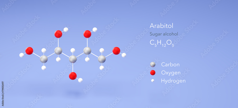 arabitol molecule, molecular structures, sugar alcohol, 3d model ...