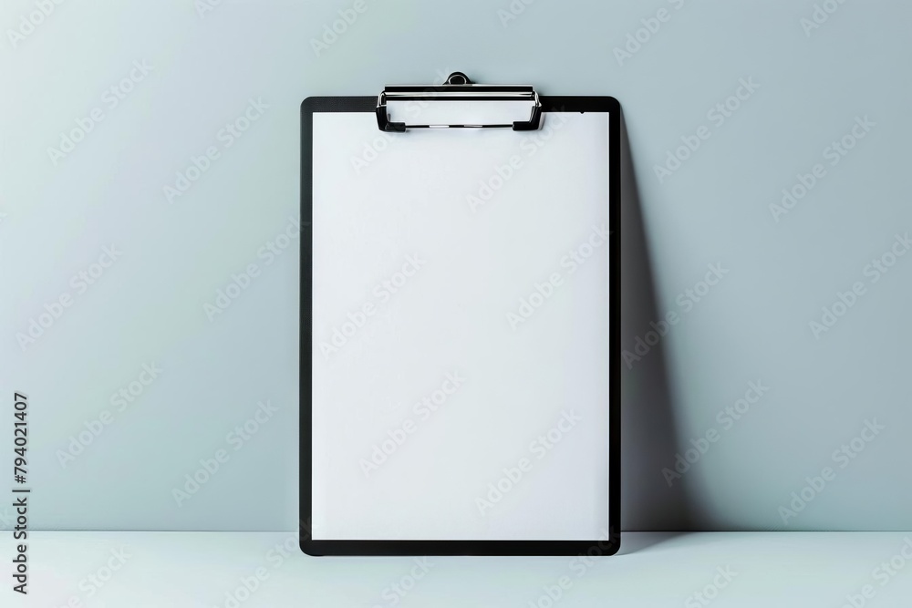 black clipboard with blank white paper sheet office stationery mockup ...
