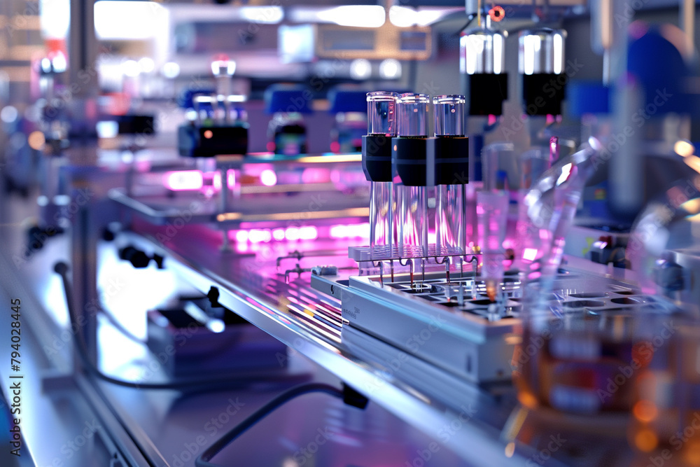 Detailed visualization of a biotech lab working on bioelectric sensors ...